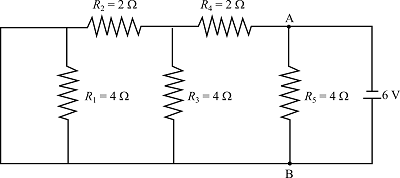 Find the equivalent resistance between terminals A and B to replace all ...