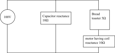 The automatic bread toaster, a motor, and a capacitor are connected, as ...