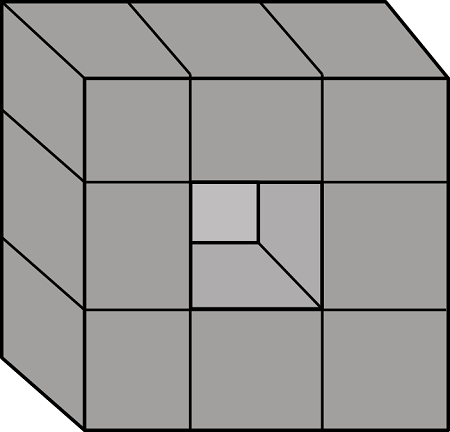 Eight solid plastic cubes, each 3 cm on each edge, are glued together ...