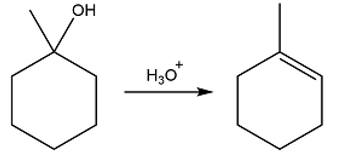 The conversion of 3 tertiary alcohols into alkenes under acidic ...
