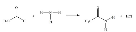 Ammonia reacts with acetyl chloride (CH_3COCl) to give acetamide (CH ...