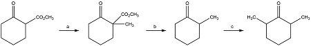 Fill in the reagents a-c that are missing from the following scheme ...