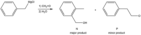 The reaction of Benzylmagnesium chloride with formaldehyde yields ...
