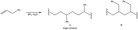 Cationic polymerization of 3-phenylpropene (CH2=CHCH2Ph) affords A as ...