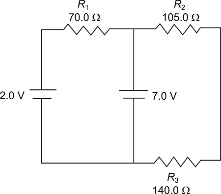 Consider the circuit below. Find the current through a 7 V battery ...