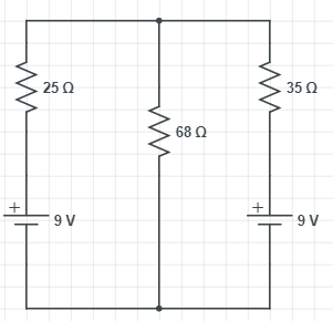 In the circuit shown in the figure, find the current through the 68 ...