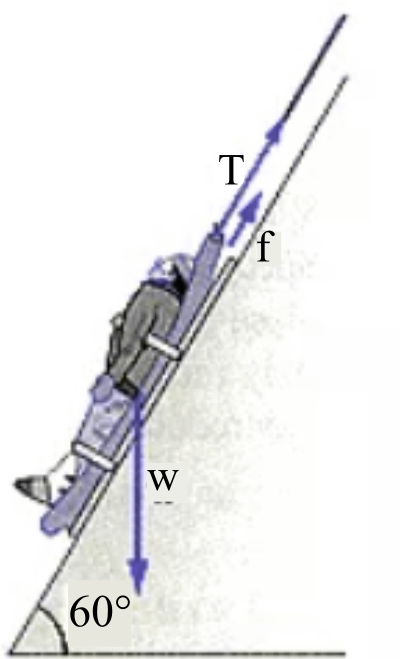 In the figure below, suppose the ski patrol lowers a rescue sled and ...