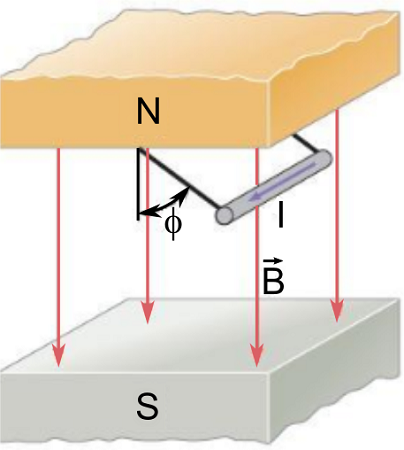 A horizontal wire is hung from the ceiling of a room by two massless ...