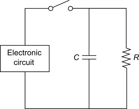 The figure below shows how a bleeder resistor (R = 276 kiloohms) is ...