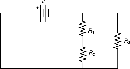 The circuit below shows a battery of voltage 4 volts connected with R_1 ...