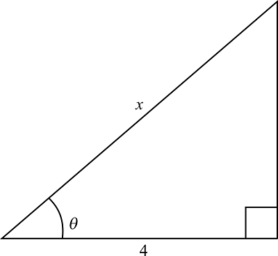 Use an inverse trigonometric function to write theta as a function of x ...