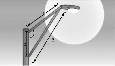 Find the angle theta in the design of the streetlight shown in the ...