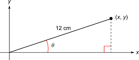 Consider an angle in standard position with r = 12 centimeters, as ...