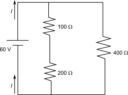 In the circuit diagram below, find the current in the 100 resistor ...