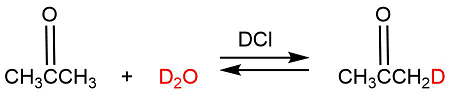 When acetone is treated with acid in deuterated water, D2O, deuterium ...