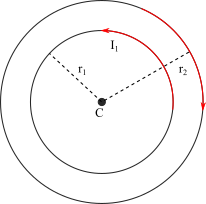 The diagram below shows two concentric, conducting, circular loops with ...