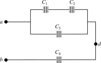 As shown in the circuit diagram below, C1 = 9.00 mF, C2 = 7.00 mF, C3 ...