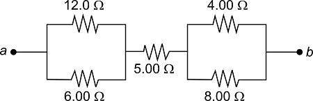 The figure below shows a combination of connected resistors between ...