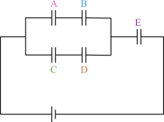 Consider the circuit below. Given: CA = 12 mu F, CB = 12 mu F, CC = 24 ...