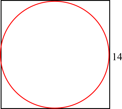 Find the circumference of the red circle. | Homework.Study.com