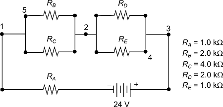 For the circuit shown below: Calculate the power dissipated between ...