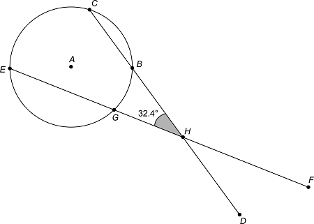 Given that m angle CHE = 32.4 degree and the measure of arc BG = 43.8 ...
