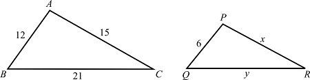 Two triangles are given which are similar to each other. Find the ...