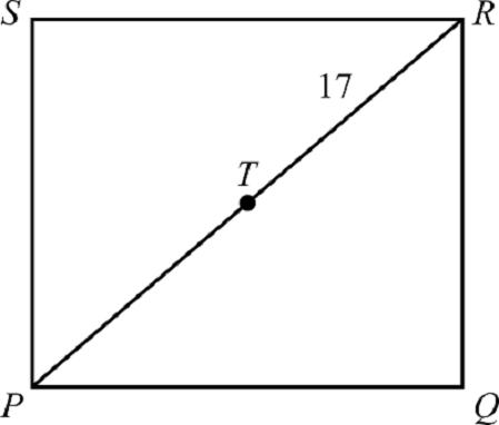If PQRS is a square, its midpoint is T and TR = 17, find PR. | Homework ...