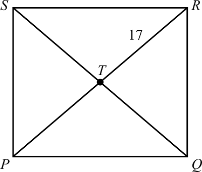 If PQRS is a square, its midpoint is T and TR = 17, find PR. | Homework ...