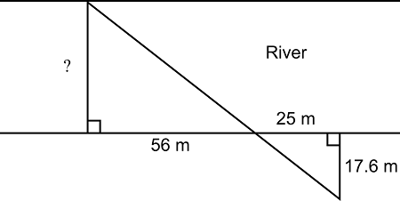 Bob wants to measure the width of a river. He marks off two right ...