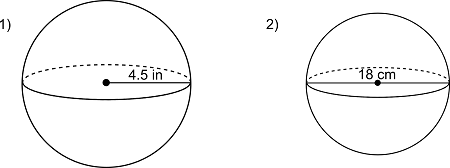 Find the volume of each solid sphere. | Homework.Study.com