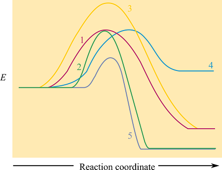 Consider the following potential energy plots. Label the reactions as ...