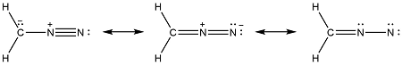 Following are three contributing structures for diazomethane, CH2N2 ...