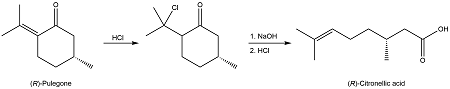 (R)-Pulegone is converted to (R)-citronellic acid by addition of HCl ...