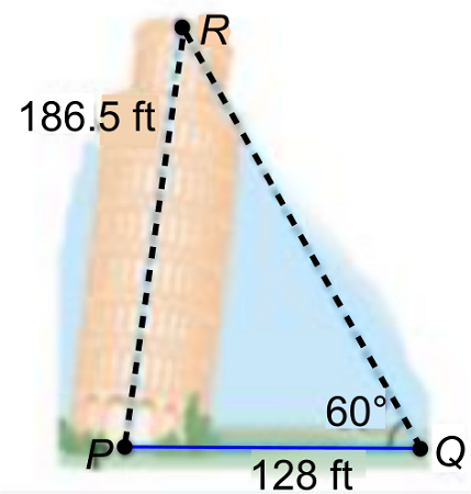 A famous leaning tower was originally 186.5 feet high. At a distance of ...