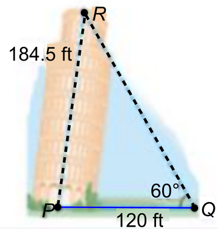 A famous leaning tower was originally 184.5 feet high. At a distance of ...