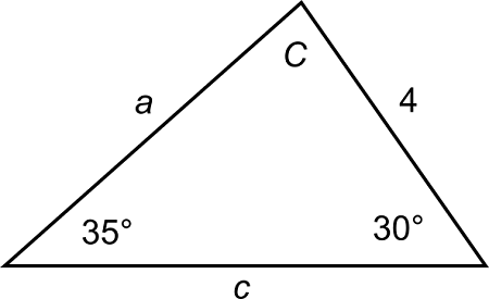 Find the angle C and dimensions a and c for the given angle and ...