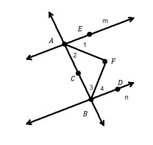 Given: m parallel n, angle1 cong angle2, and angle3 cong angle4 Prove ...