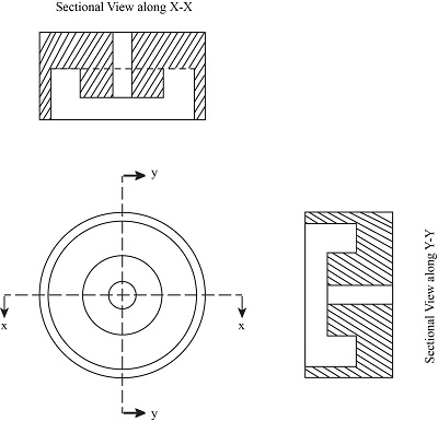 Sketch the sectional view as indicated. The material of the part is ...
