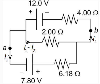 The circuit below shows two batteries and three resistors. The ...