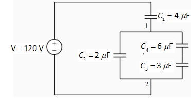 For the circuit shown below, calculate the voltage across the 2 mu F ...