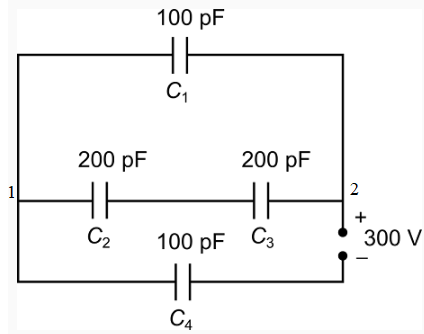 Consider the circuit below. For a 300 V supply, determine the charge on ...