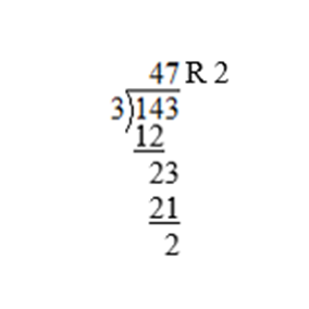 What is 143 divided by 3? | Homework.Study.com