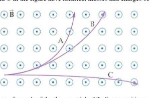 Suppose particles A, B, and C in the figure have identical masses and ...