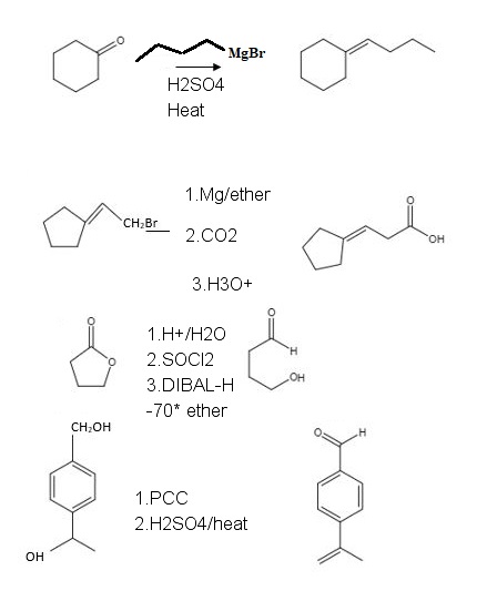 List the reagents or steps needed to form the following compounds ...