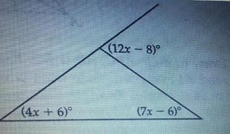 ( 12 x 8 ) ( 4 x + 6 ) ( 7 x 6 ) . Find the value of x. | Homework ...