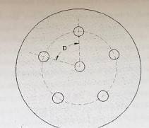 Calculate angle D if the holes are evenly spaced around the circle ...