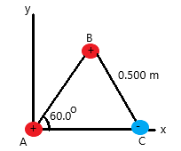 The figure below shows three charged particles at the corners of an ...