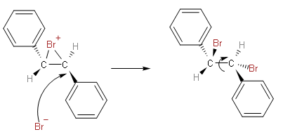 Draw the mechanism for the complete bromination of trans-stilbene with ...