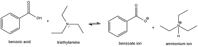 Draw the equilibrium reaction between benzoic acid and triethylamine ...